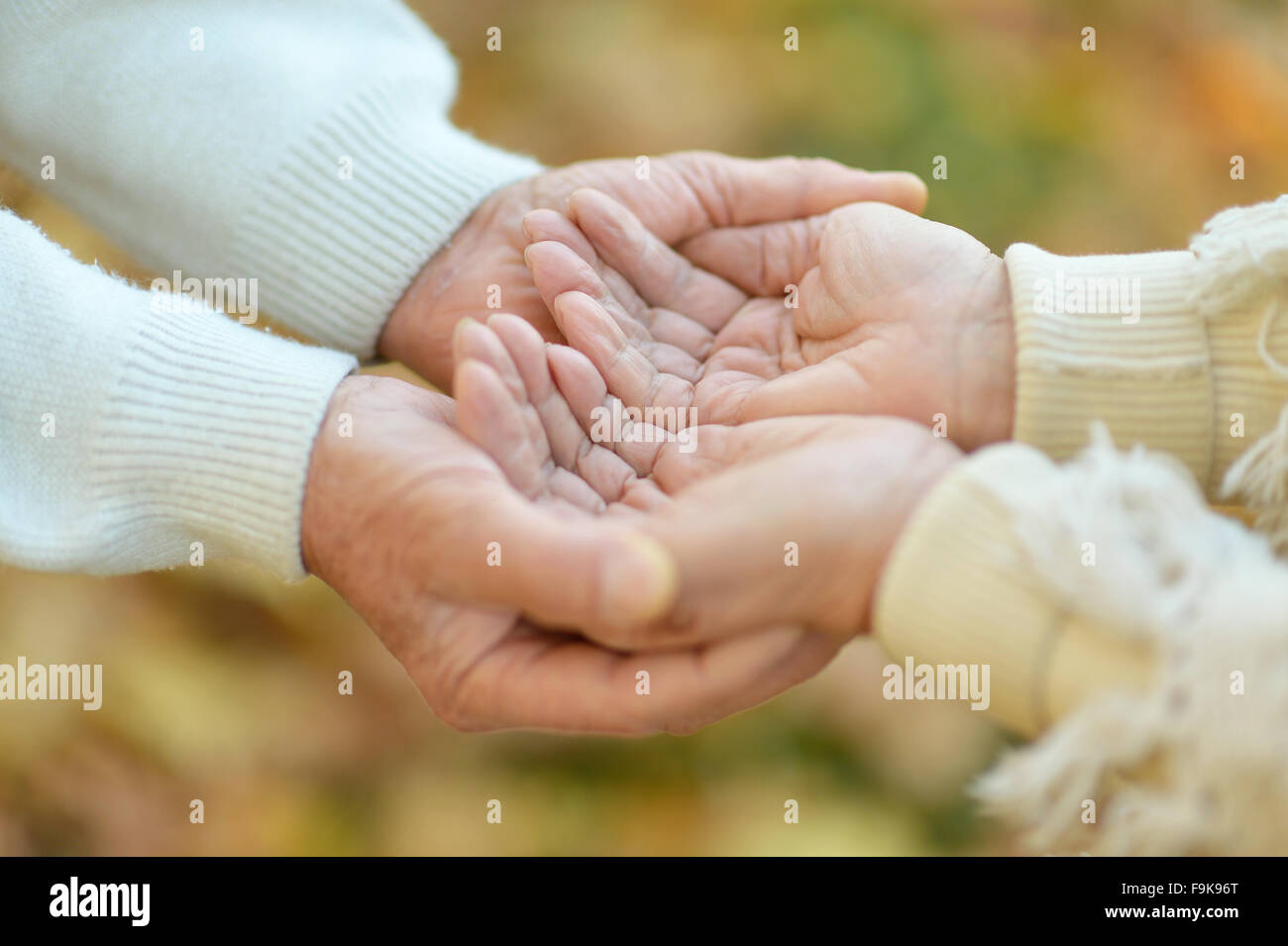 Elderly couple holding hands Stock Photo - Alamy