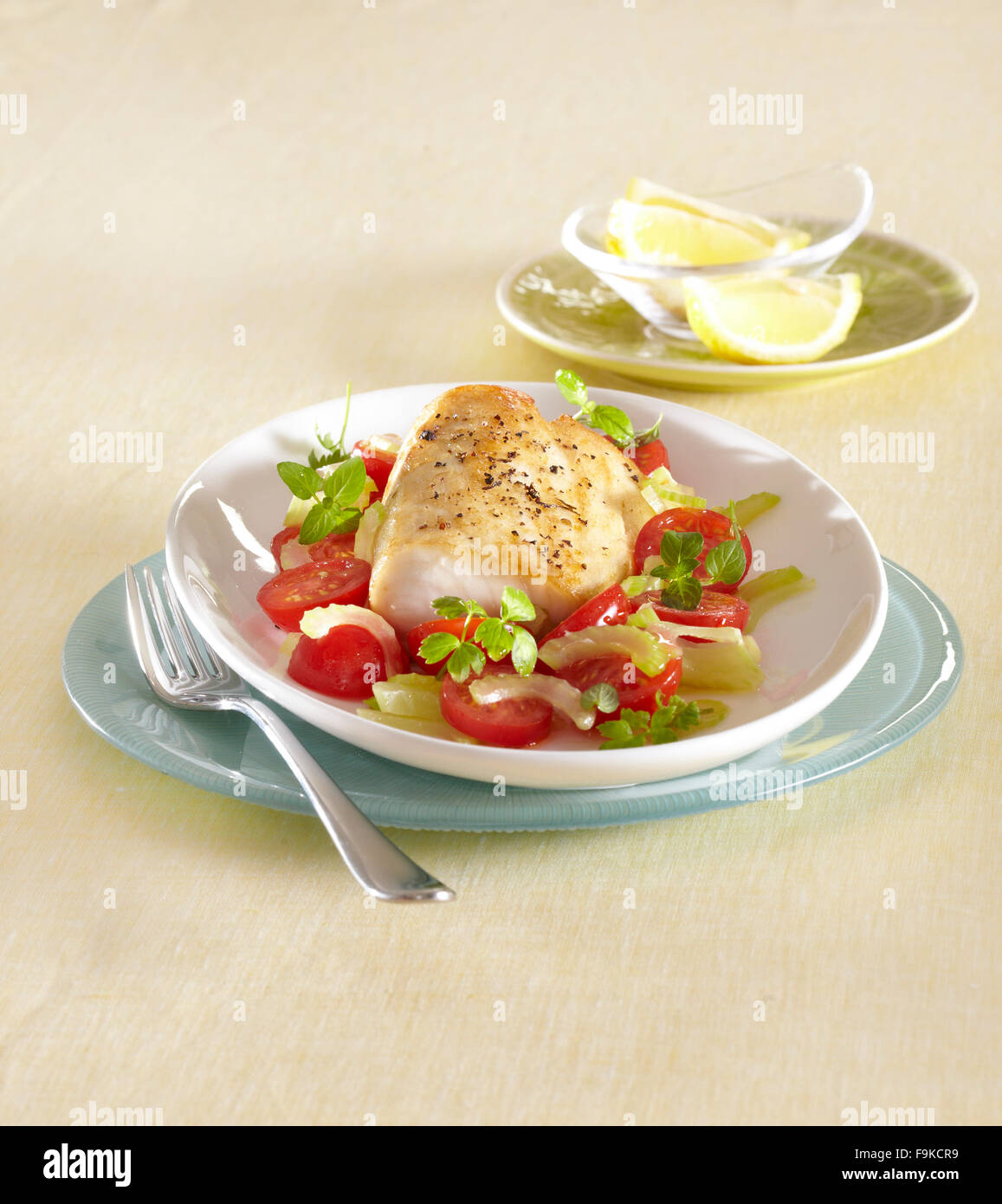 Fish and tomato salsa Stock Photo - Alamy