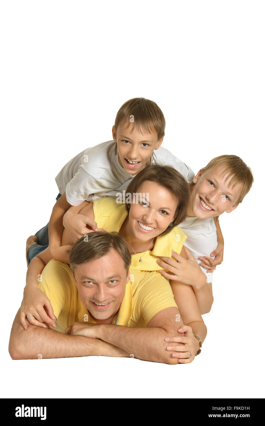 Happy family of four Stock Photo - Alamy