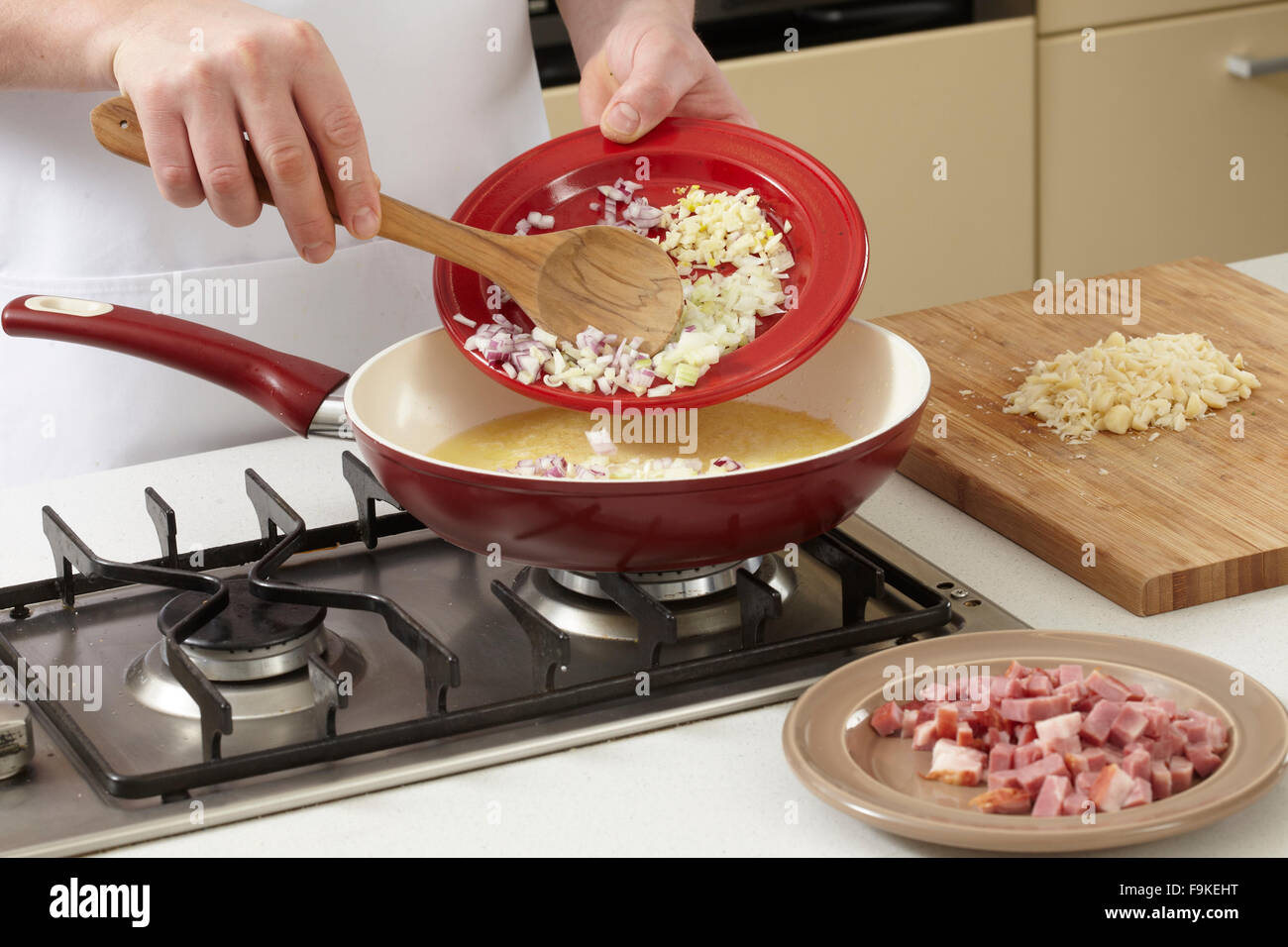 Macadamia stuffing chicken + steps Stock Photo - Alamy