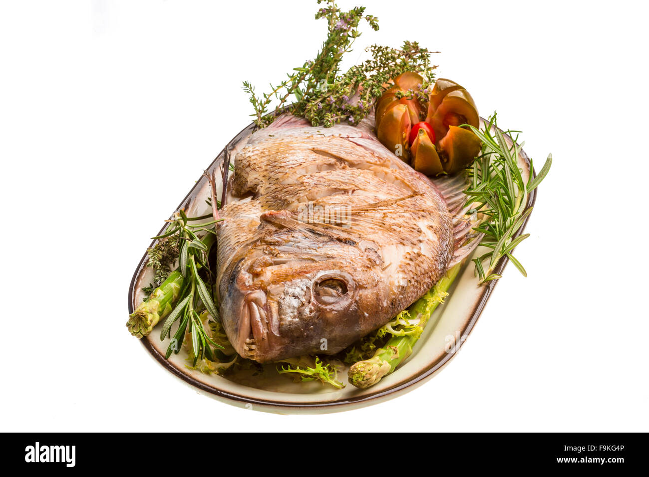 Grilled sea perch Stock Photo - Alamy