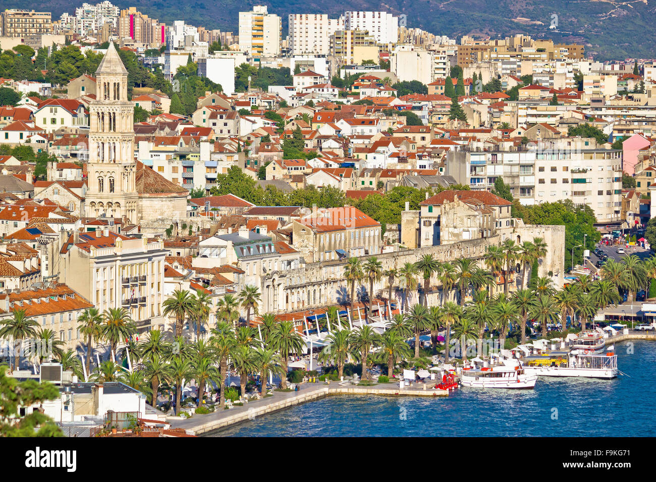 Split Riva waterfront and Diocletian's palace view, Dalmatia, Croatia ...