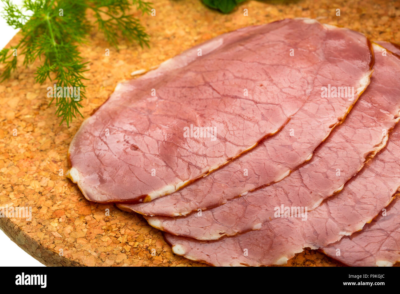 Ripe fresh ham with vegetables and bread Stock Photo - Alamy
