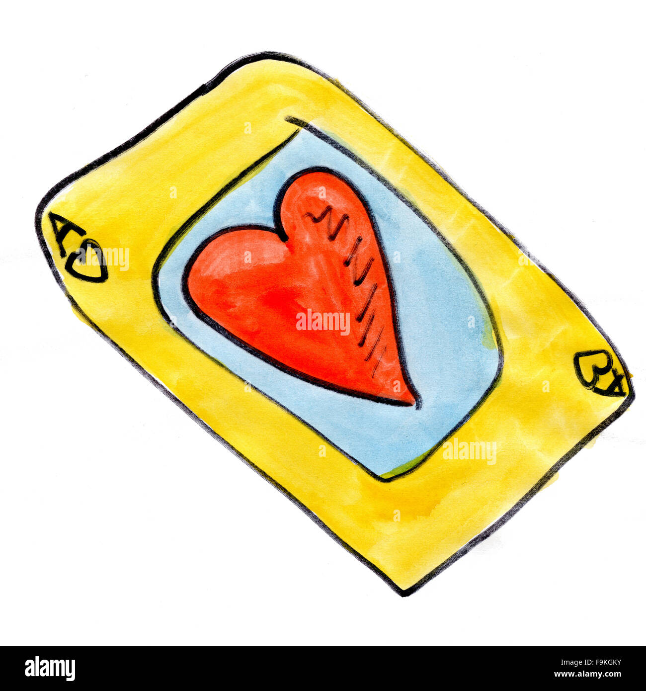 ace card cartoon heart isolated on a white background cartoon Stock ...
