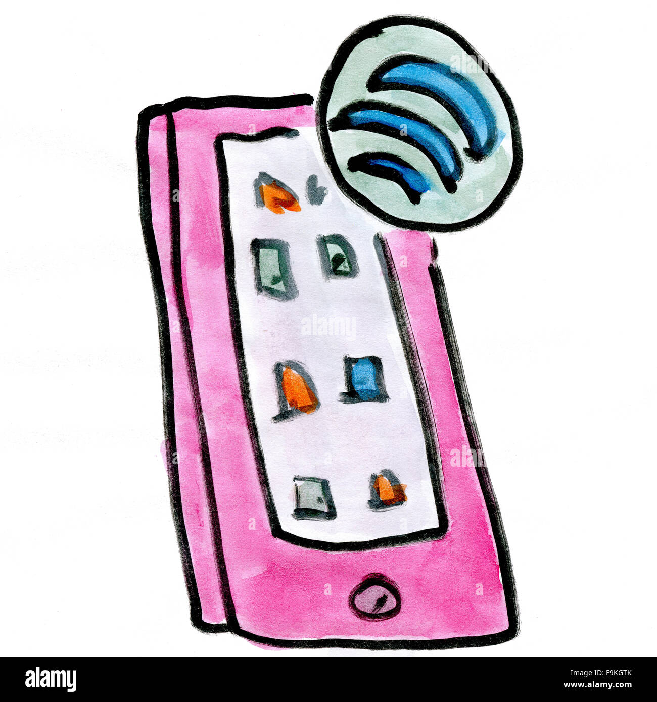 cartoon cell phone isolated on white background cartoon Stock Photo - Alamy