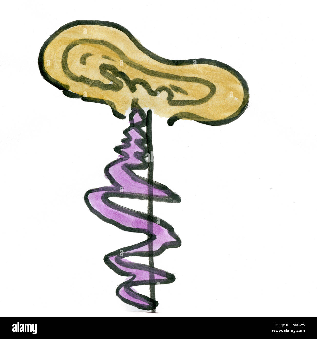 cartoon ear sound wave isolated on a white background cartoon Stock ...