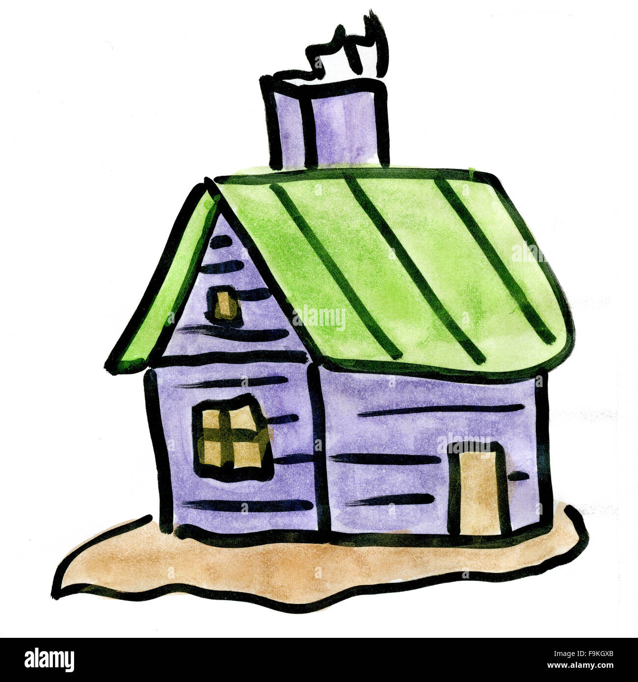 cartoon house isolated on white background cartoon Stock Photo - Alamy