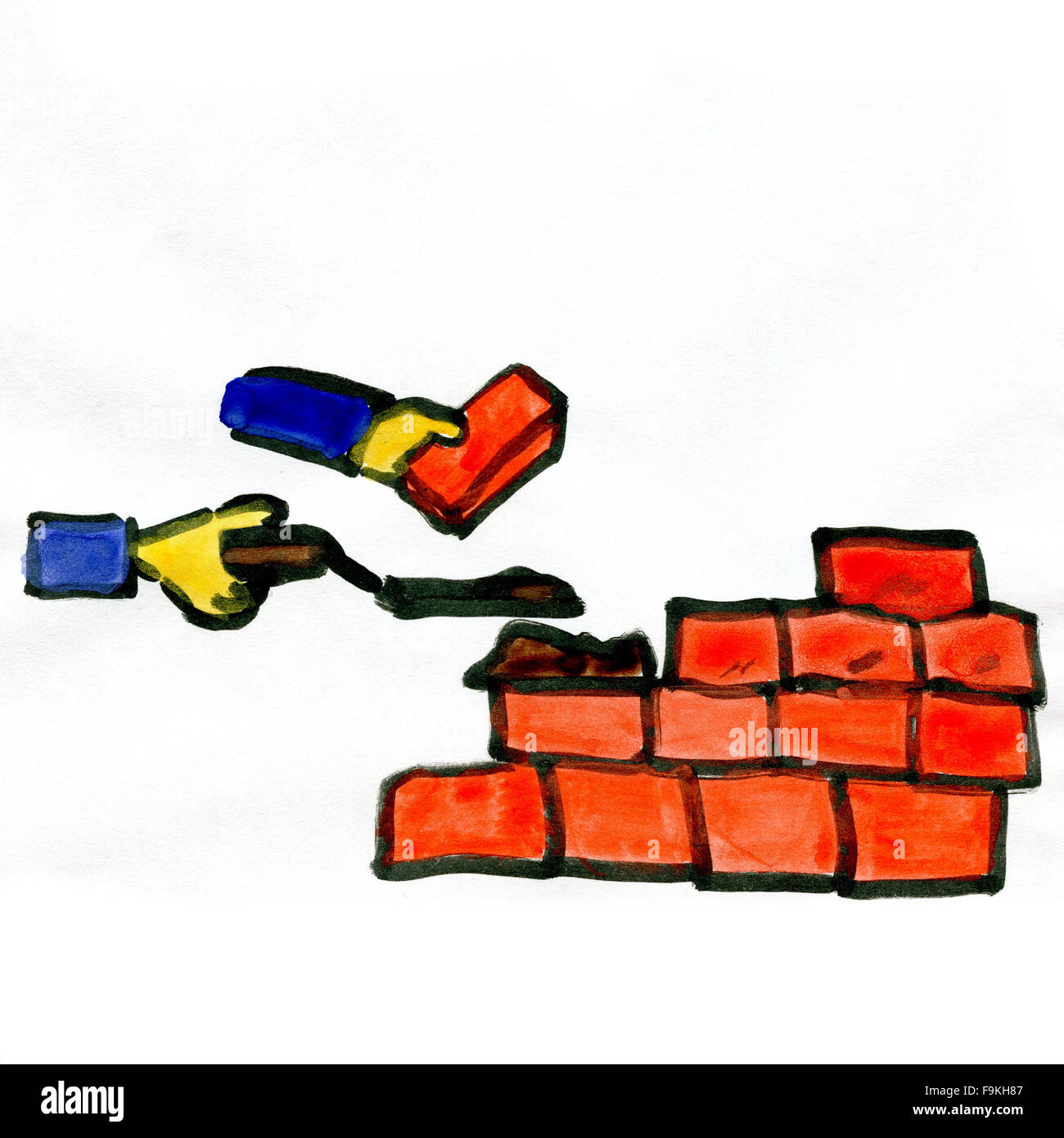 cartoon wall brick building isolated on white background cartoon ...