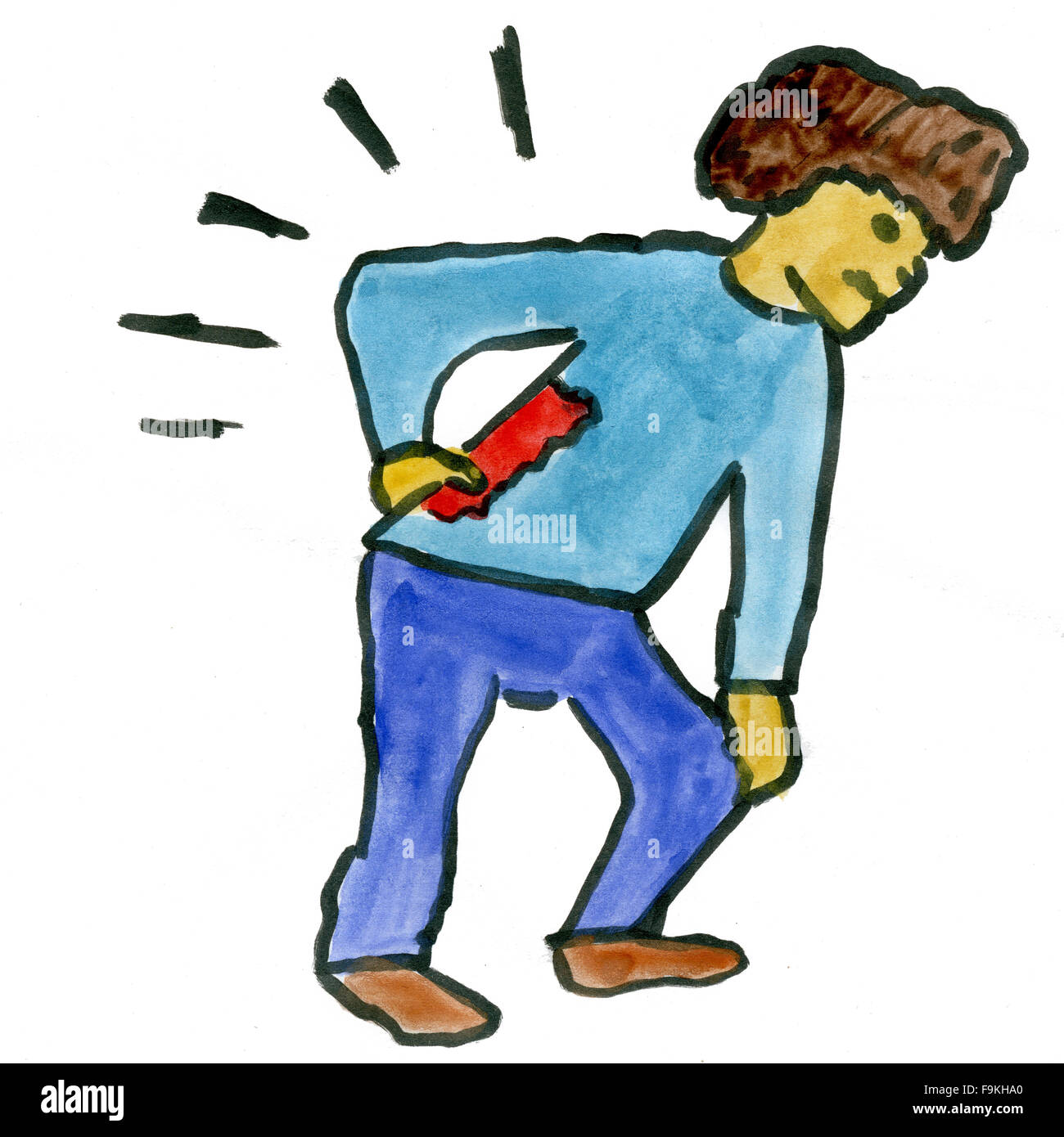 sciatica man cartoon isolated on a white background cartoon watercolor ...