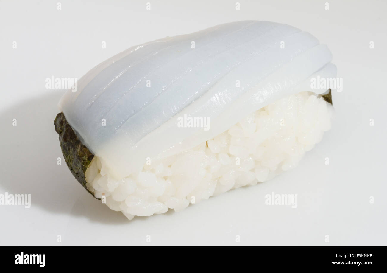 Japanese squid sushi Stock Photo - Alamy