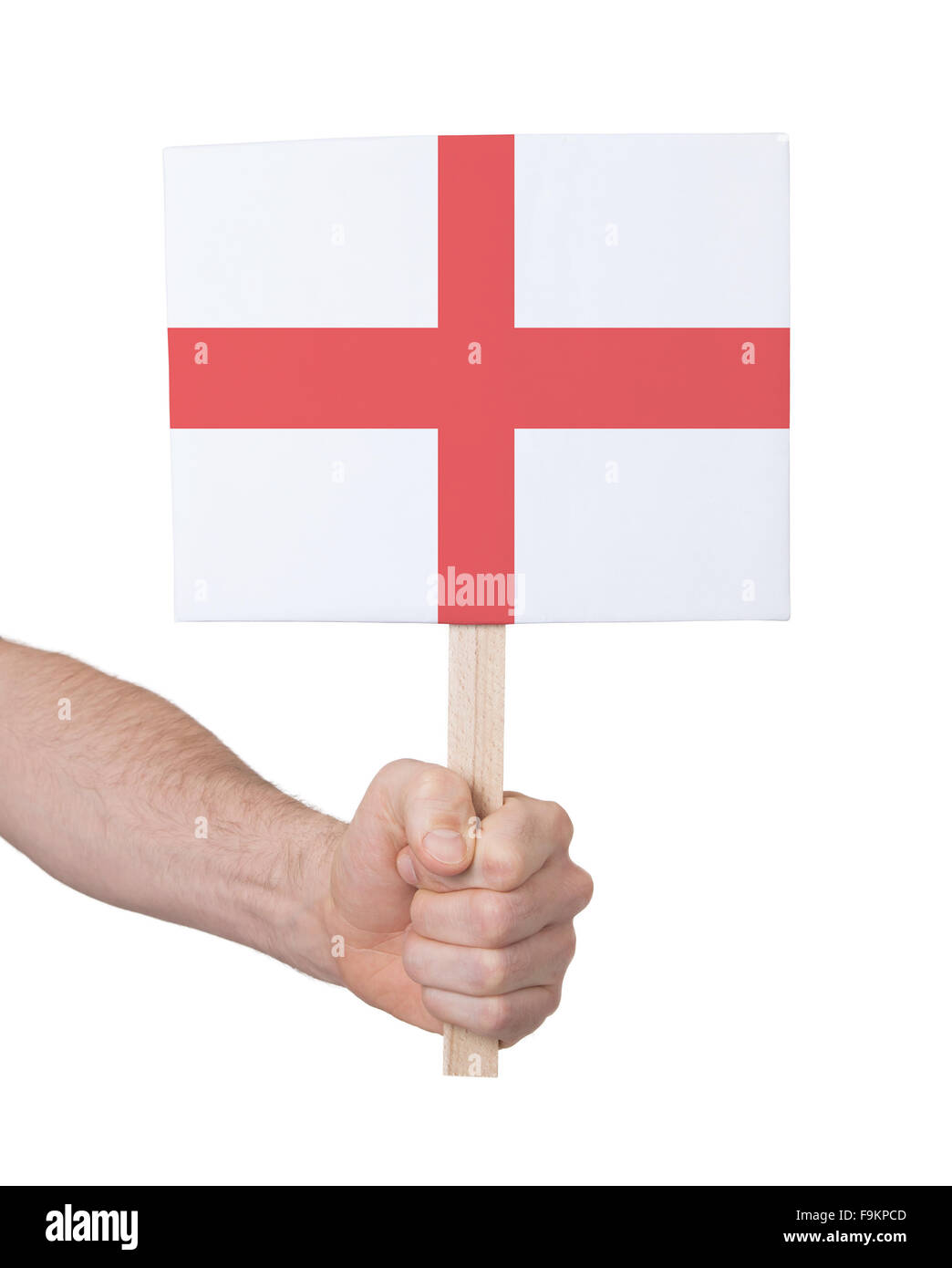 Hand holding small card, isolated on white - Flag of England Stock ...