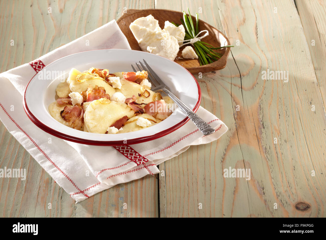 Sheep cheese filled potato dumplings Stock Photo - Alamy
