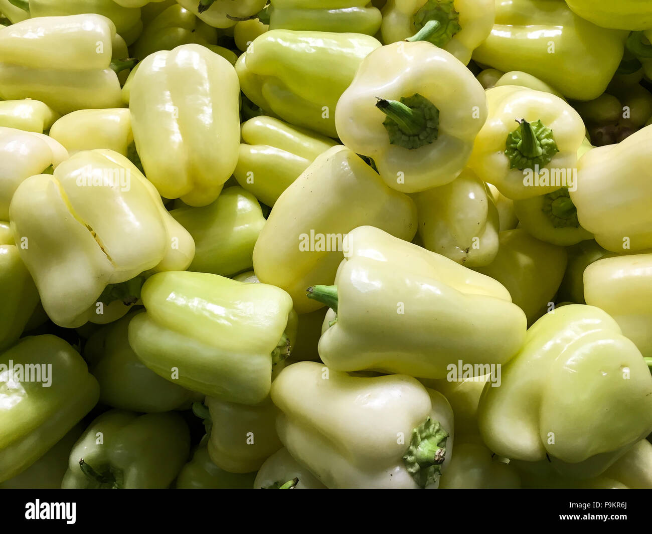Green Capsicum In Vegetable Market Display Stock Photo - Alamy