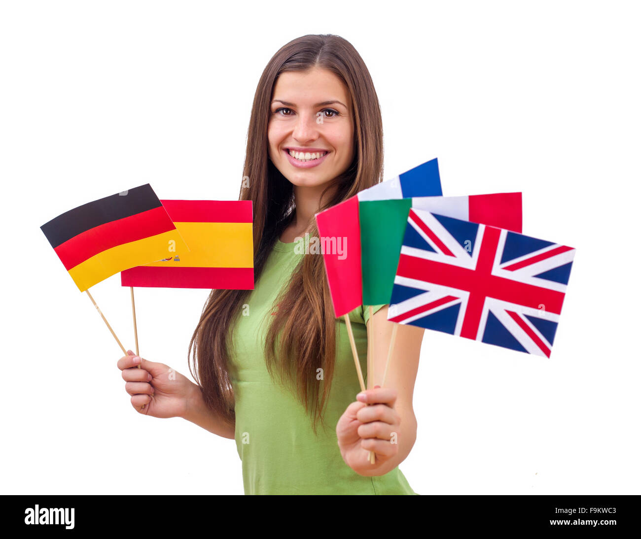 Student female holding international flags hi-res stock photography and ...