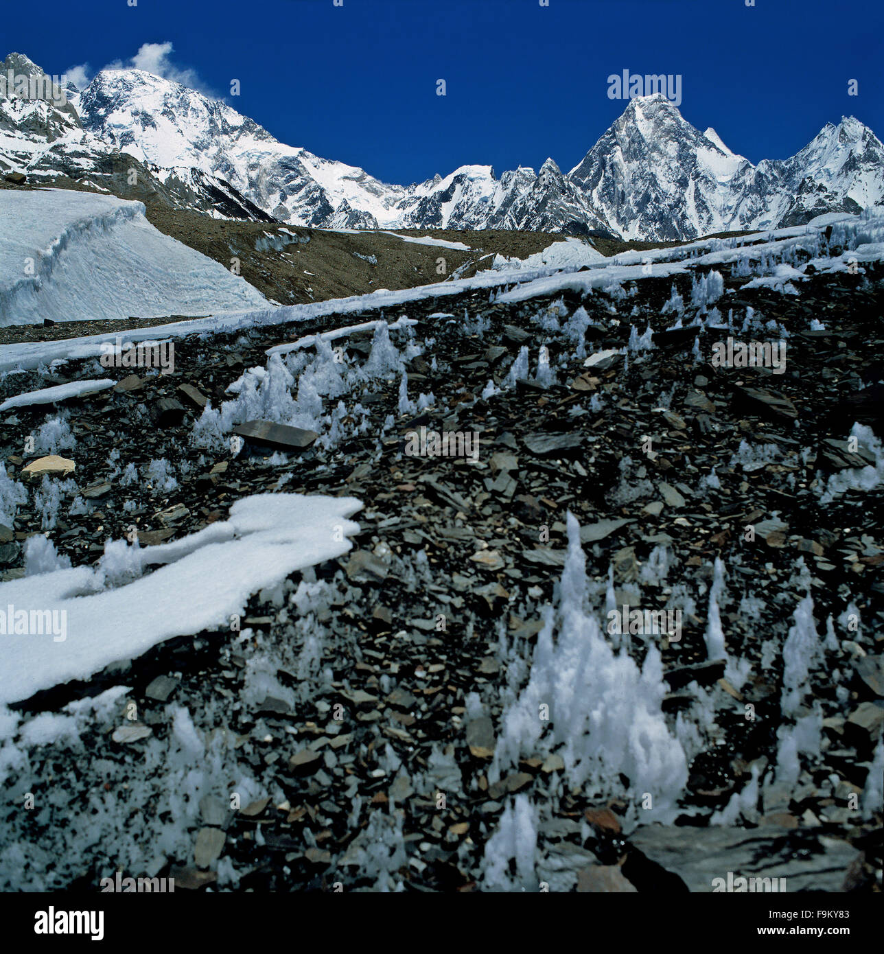 Gasherbrum IV and Baltoro Glacier in the Karakoram, Pakistan Stock ...