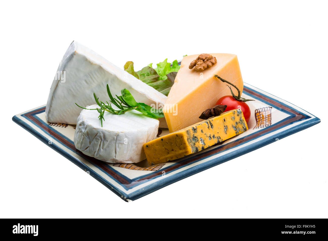 Variety cheese assortment with nuts and herbs Stock Photo - Alamy