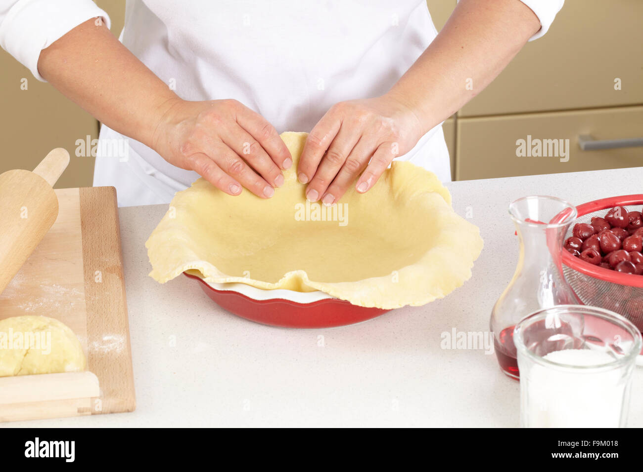 Cherry pie + steps Stock Photo - Alamy