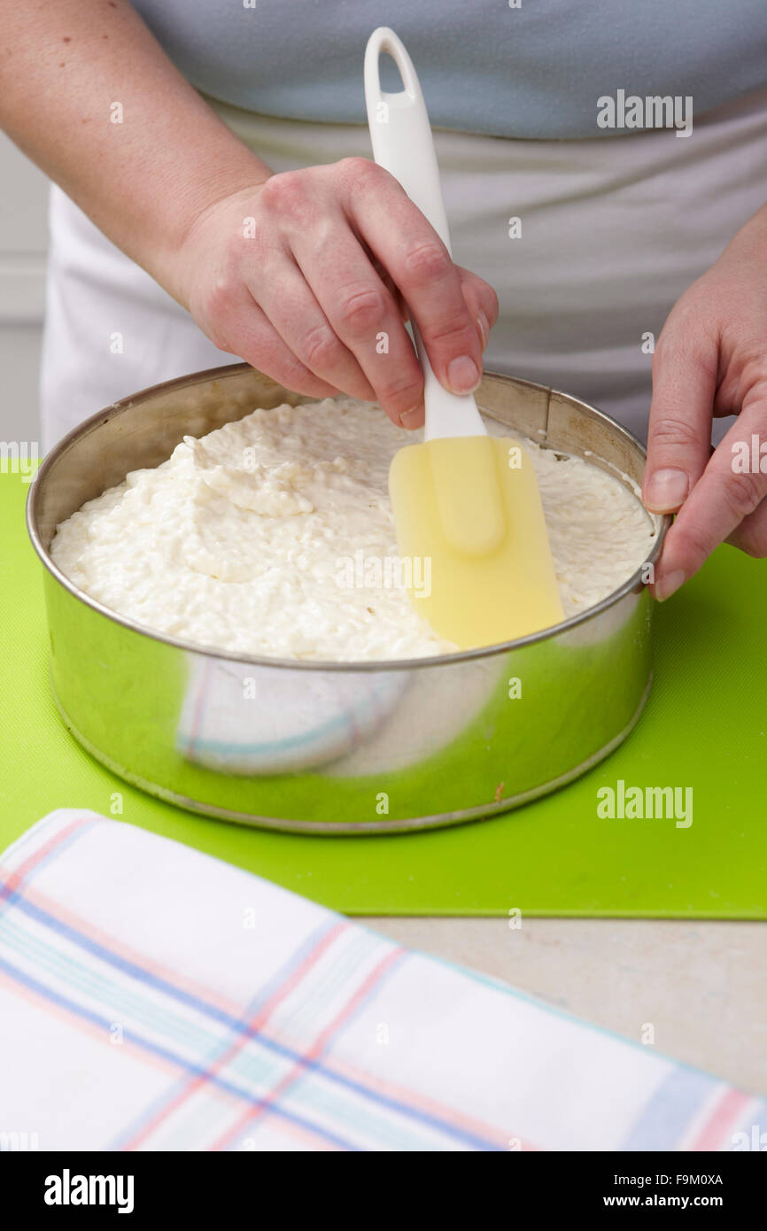 Fruit and sweet rice cake + steps Stock Photo - Alamy