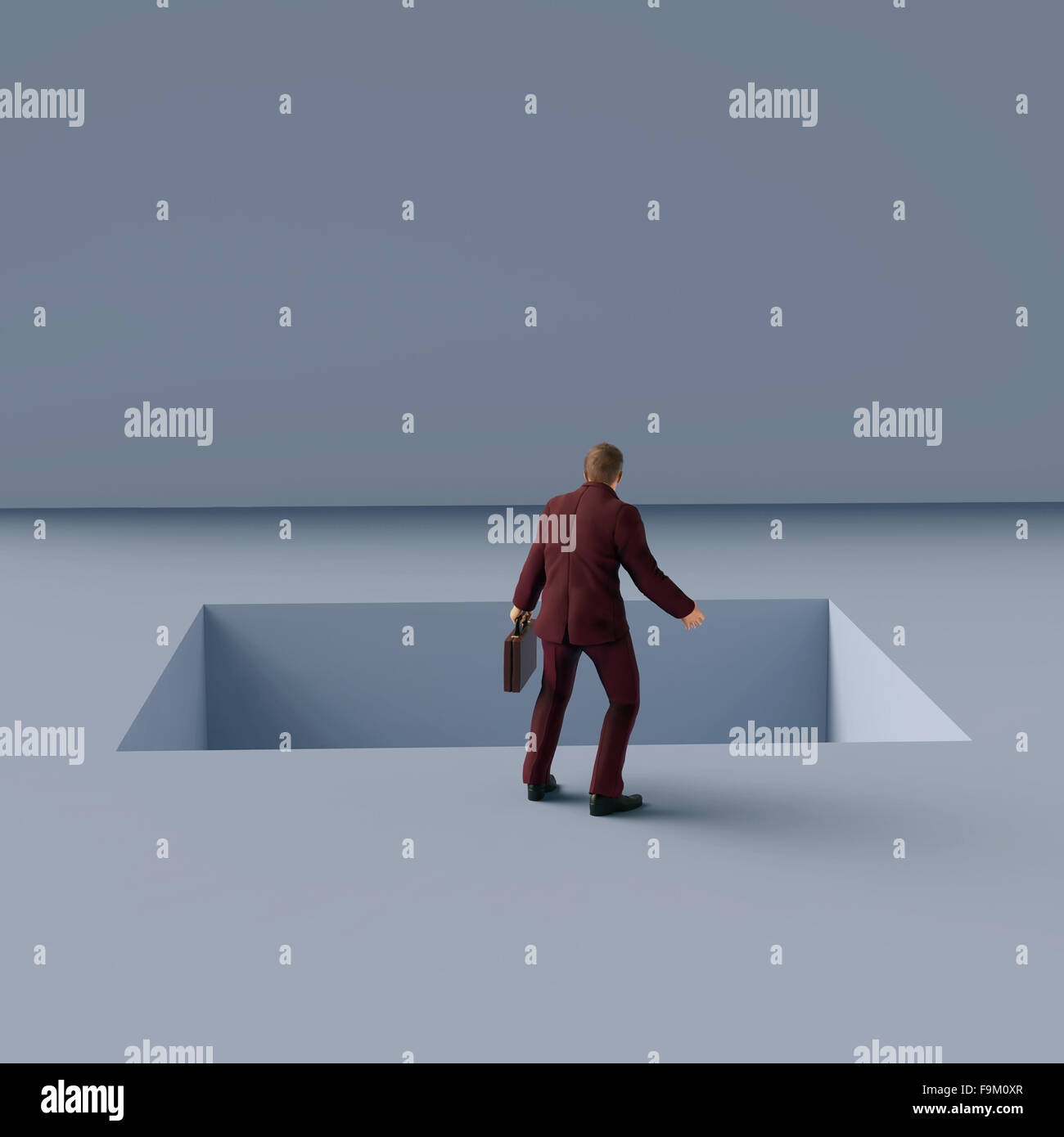 man standing on the edge of pitfall Stock Photo - Alamy
