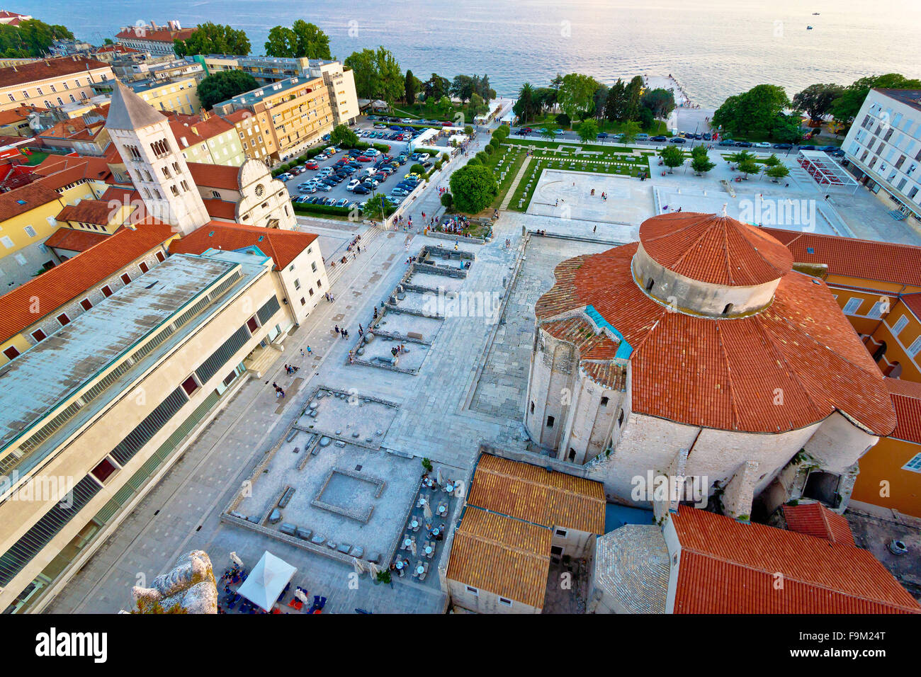 Zadar Forum square ancient architecture aerial view, Dalmatia, Croatia ...