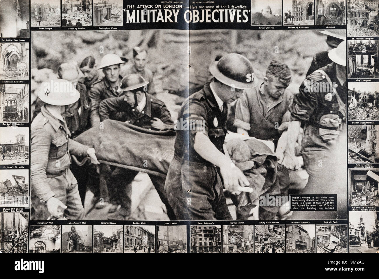 'Illustrated' magazine, May 1941, UK. A double page spread of ...