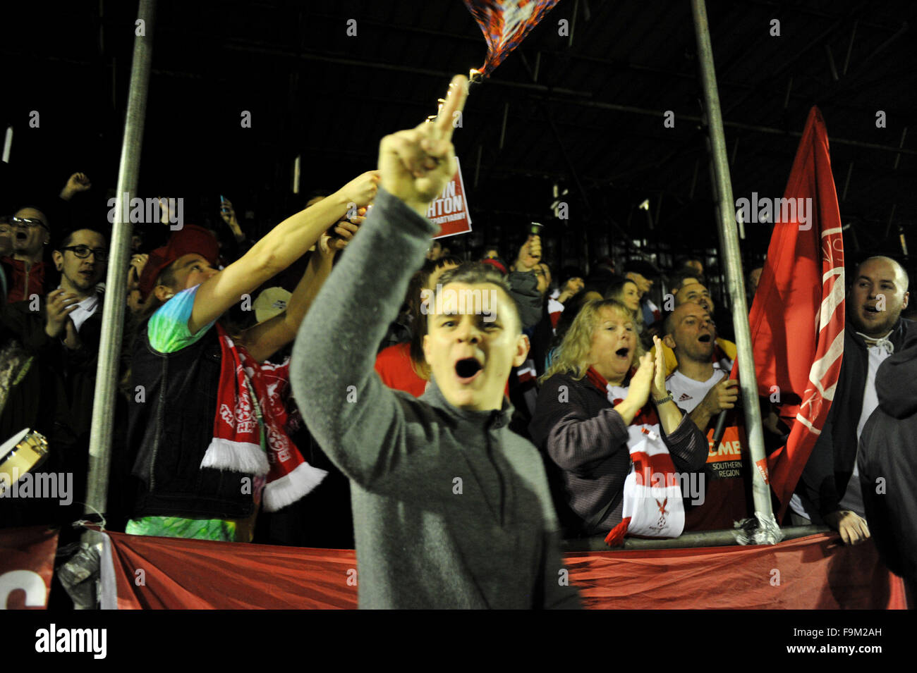 Brighton UK 16th December 2015 - The Whitehawk Ultras fans at the FA ...