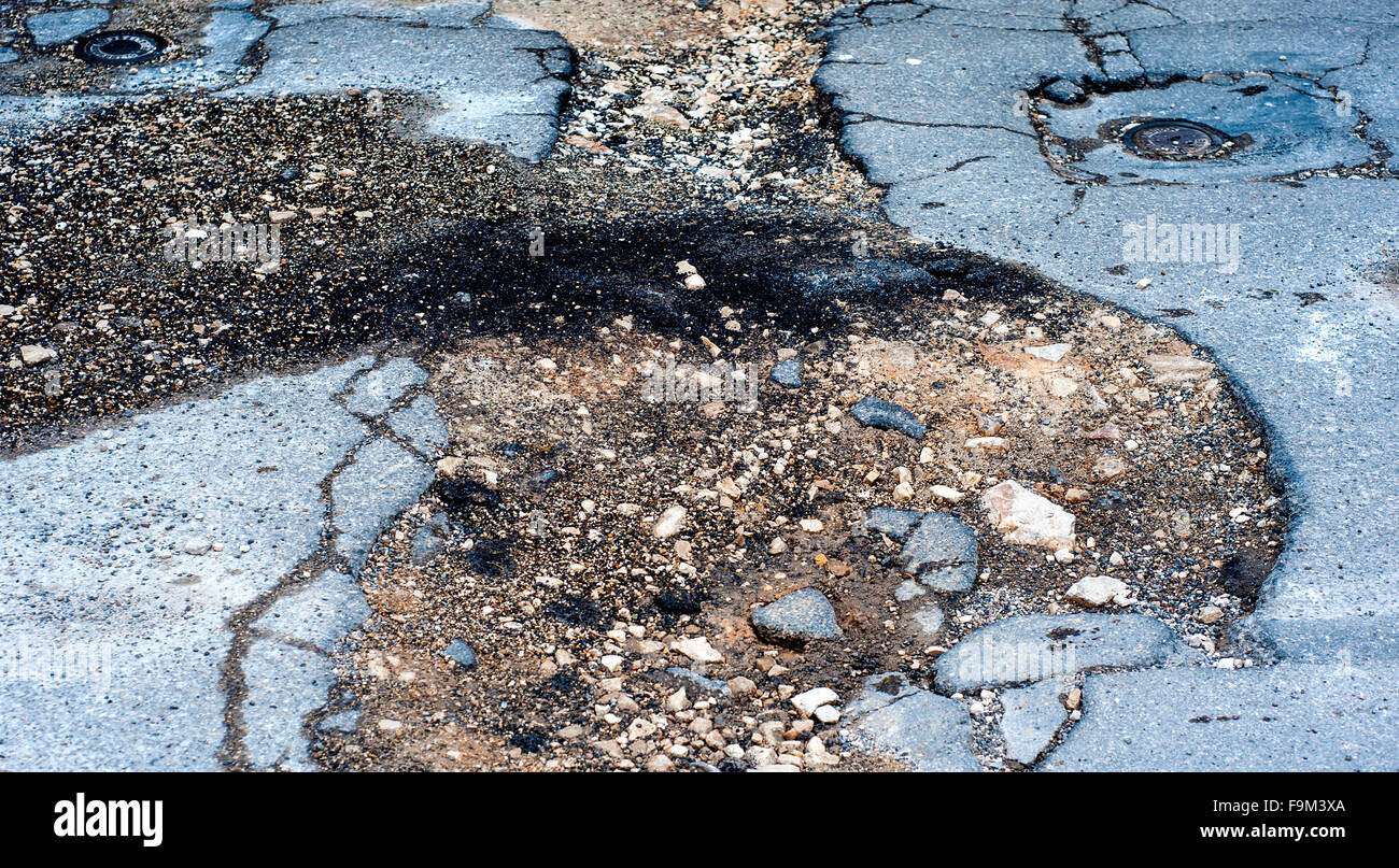 paved road in a city interested by construction of underground ...