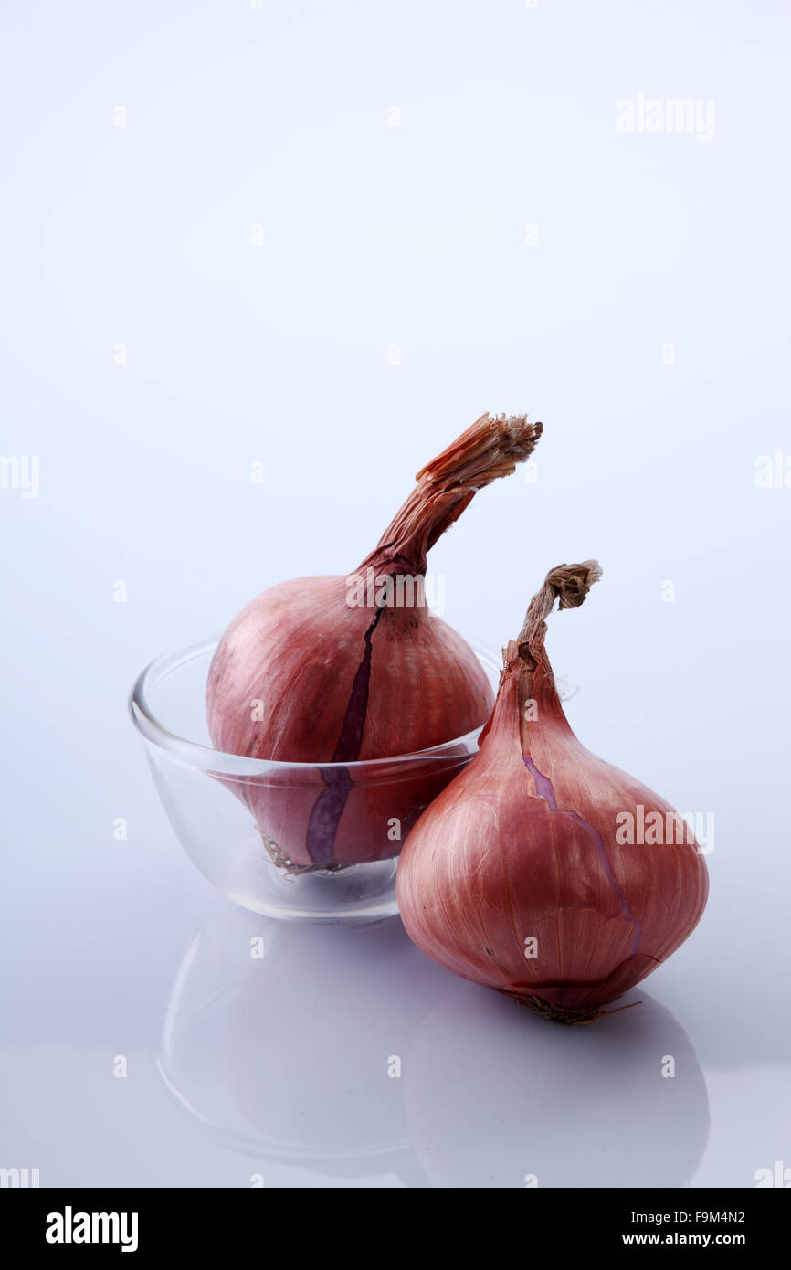 whole onion in a transparent glass bowl Stock Photo - Alamy