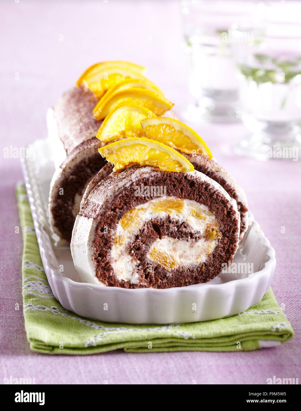 Orange cocoa roulade Stock Photo - Alamy