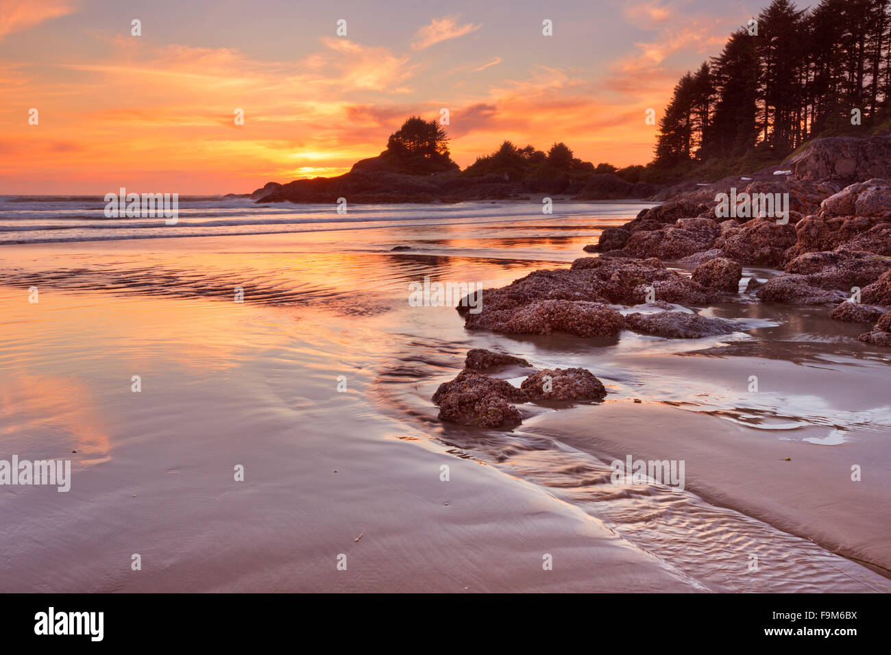 The beach of Cox Bay on Vancouver Island, Canada. Photographed at ...