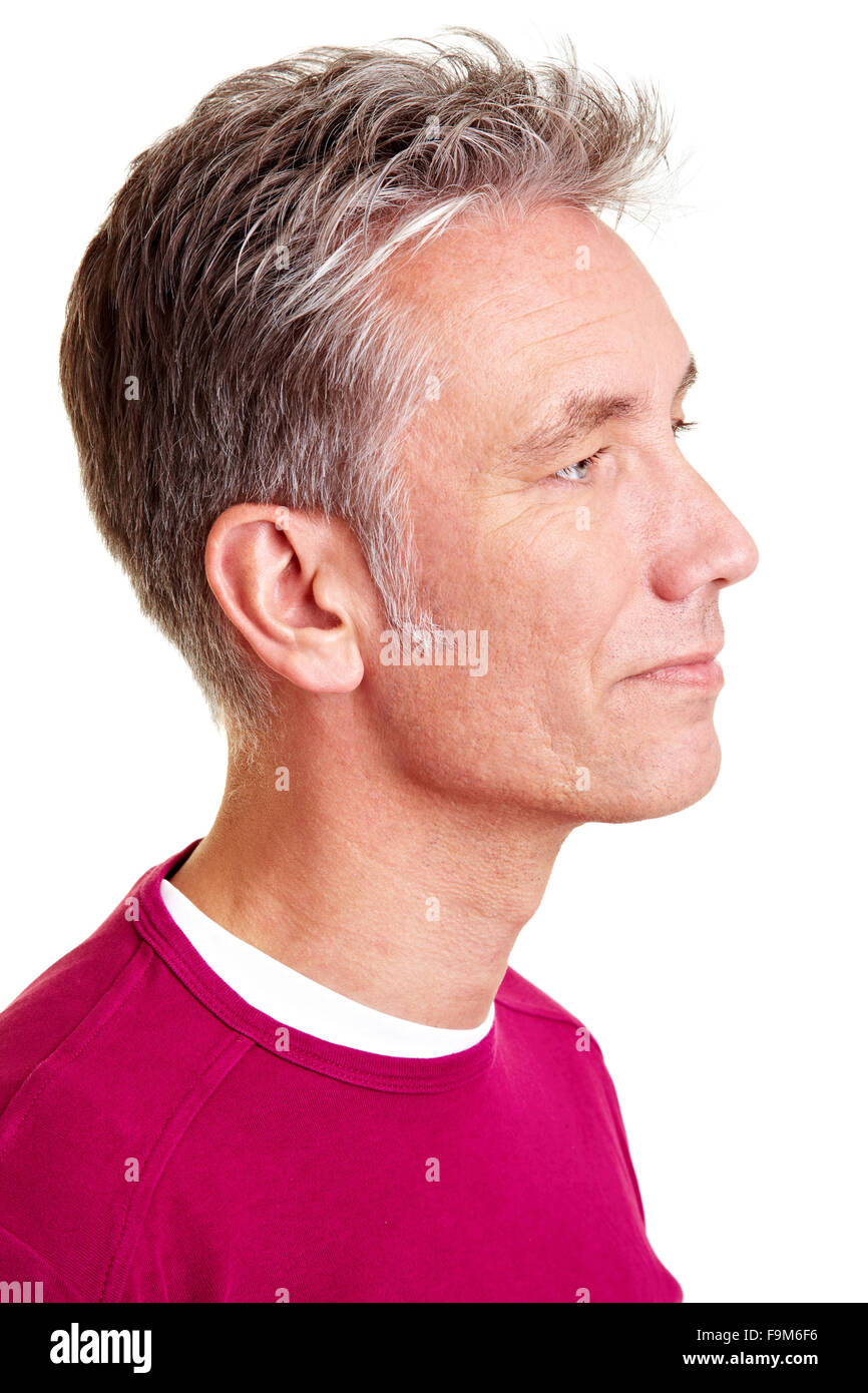 Happy senior man looking to the right side Stock Photo - Alamy