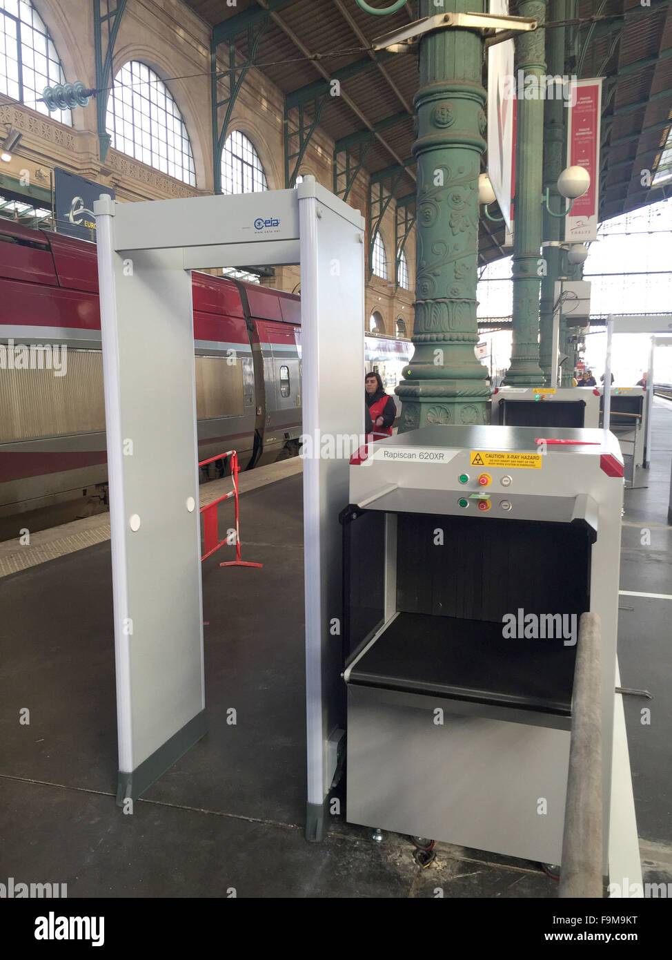 Paris, France. 17th Dec, 2015. A security checkpoint can be seen next ...