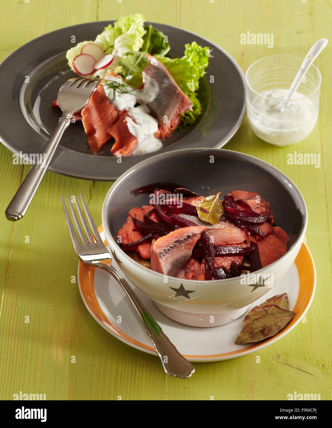 Salad with herrings hi-res stock photography and images - Alamy
