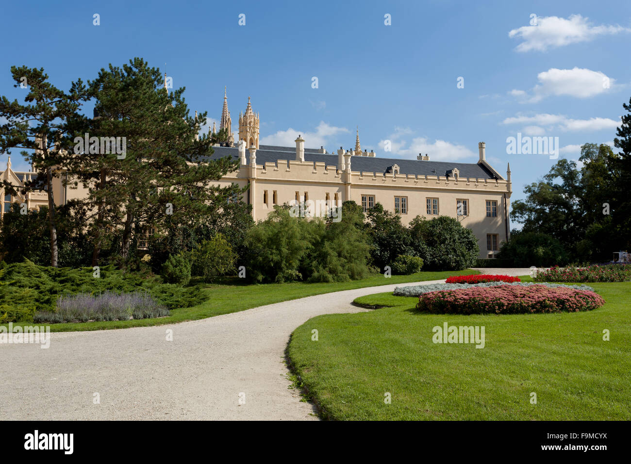 Front View of Lednice Castle at Sunset, UNESCO World Heritage in ...