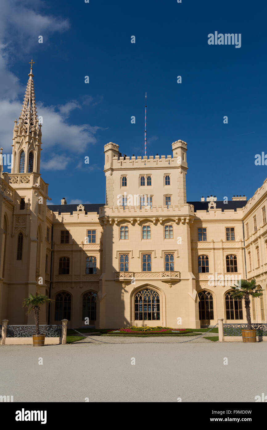 Front View of Lednice Castle at Sunset, UNESCO World Heritage in ...