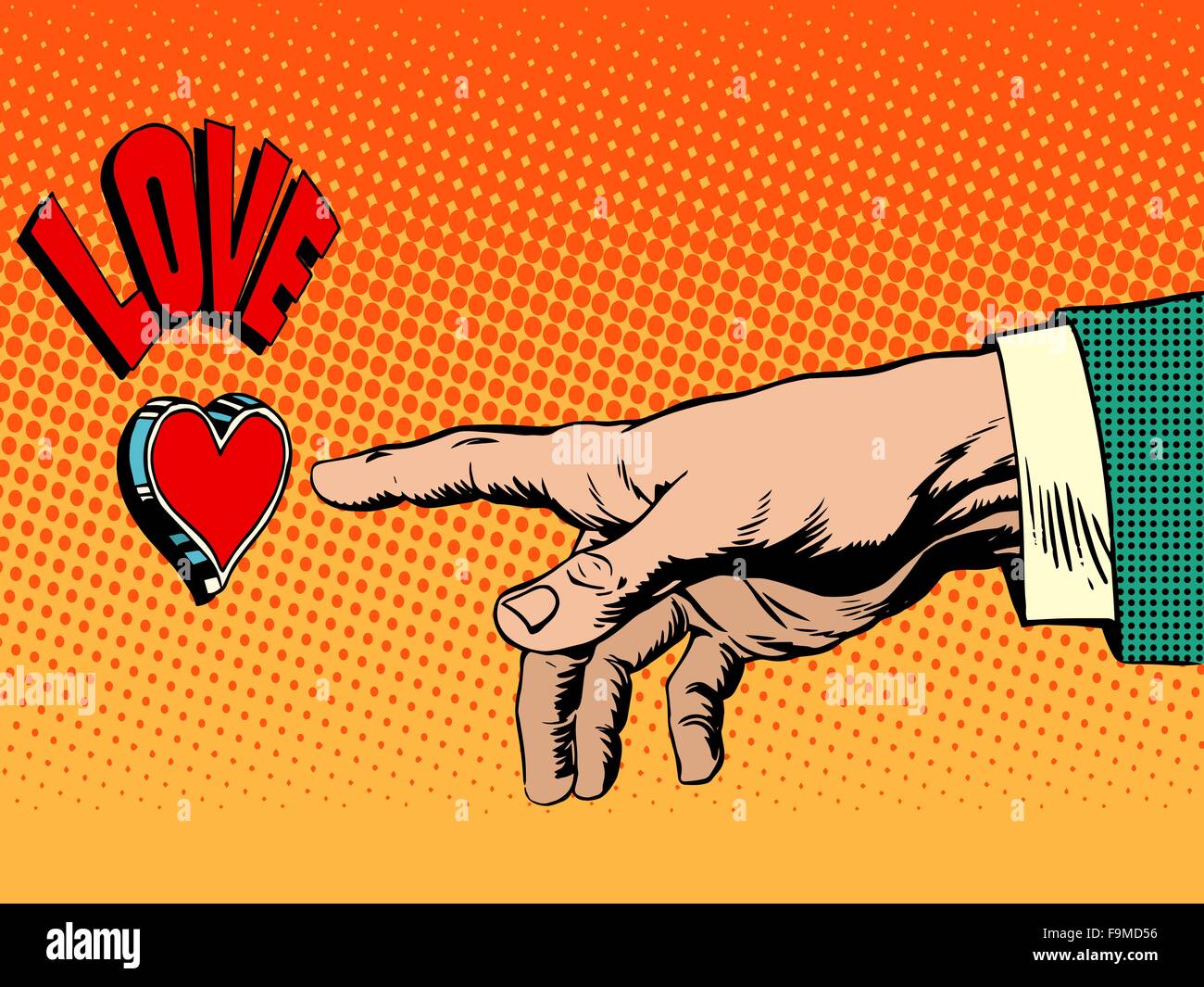 Love romance hand presses button Stock Vector Image & Art - Alamy