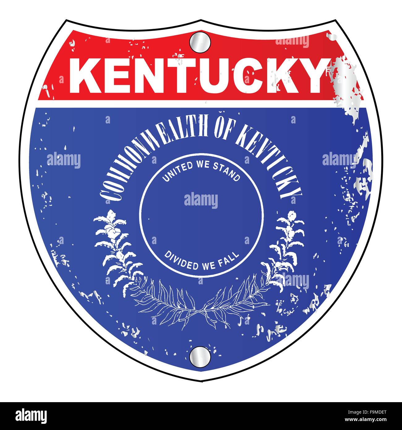 Kentucky interstate sign with flag icons over a white background Stock ...