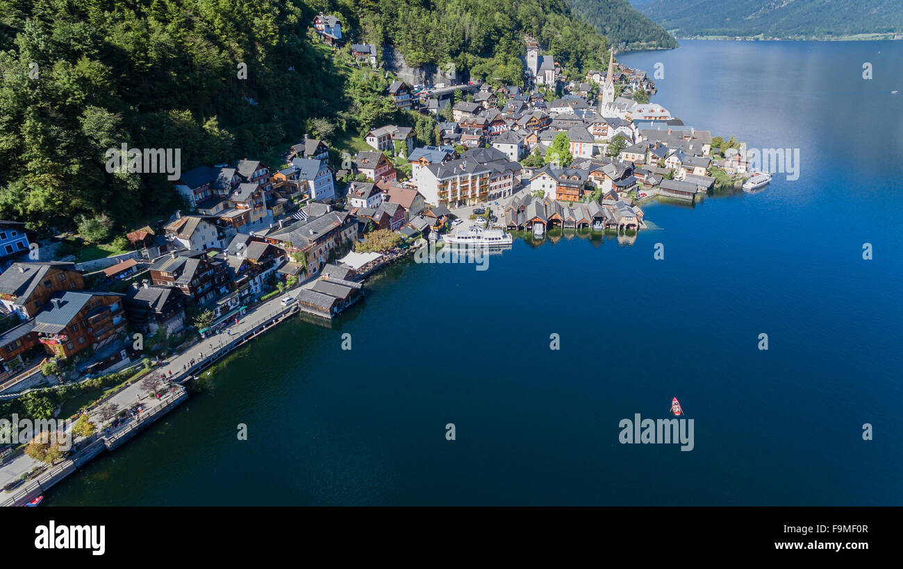 aerial view, Hallstatt by Salzburg, Austria, lake hallstatt, hallstatt ...