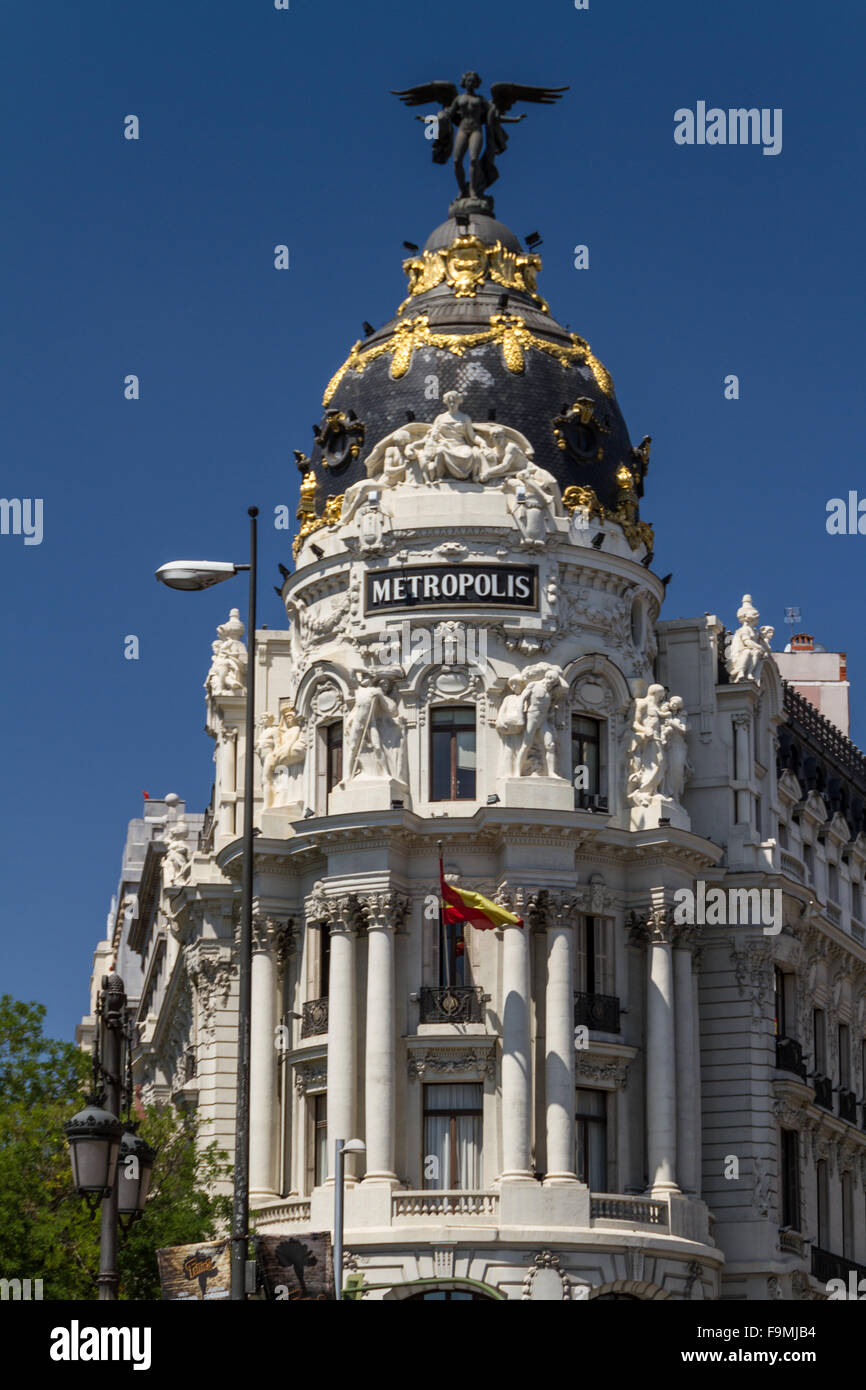 Metropolis building facade located at Madrid, Spain Stock Photo - Alamy