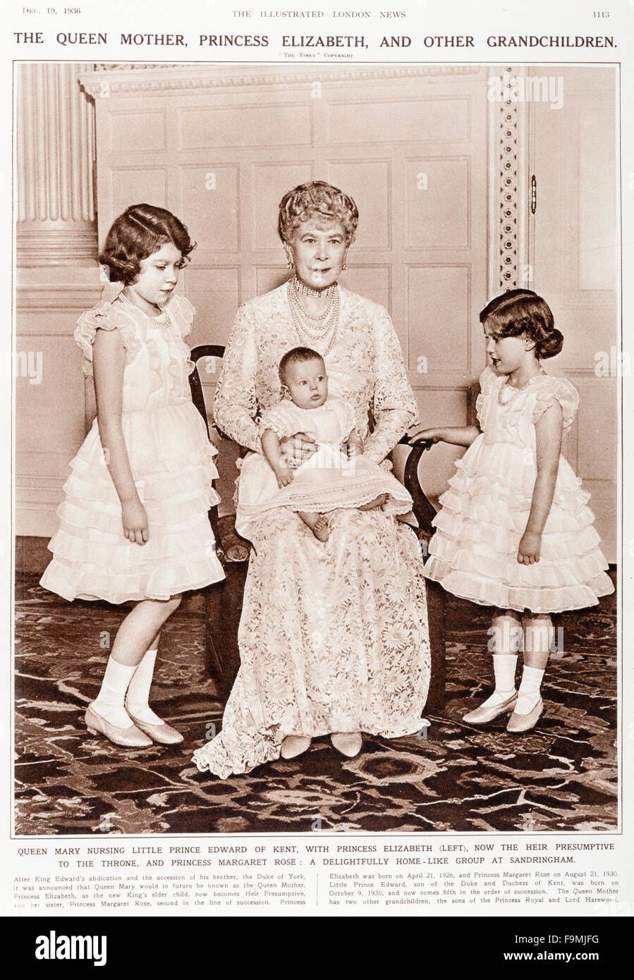 The Illustrated London News magazine, December 1936. Queen Mary with ...