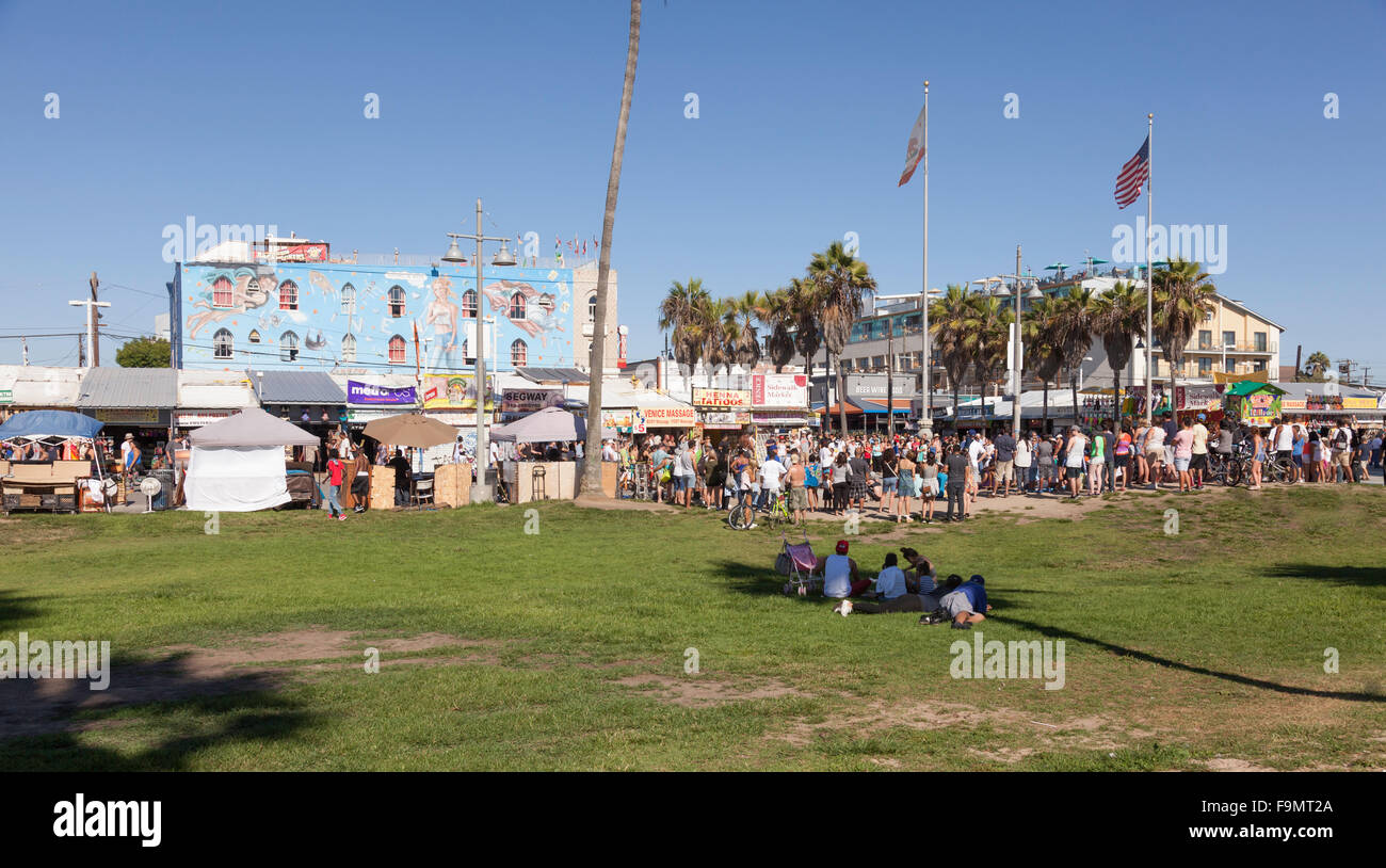 Busy tourist street in Venice Beach; California; USA; America Stock ...