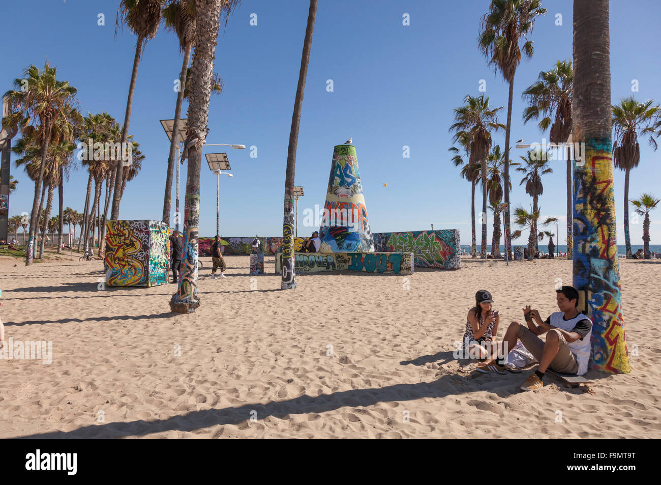 Busy tourist street in Venice Beach; California; USA; America Stock ...