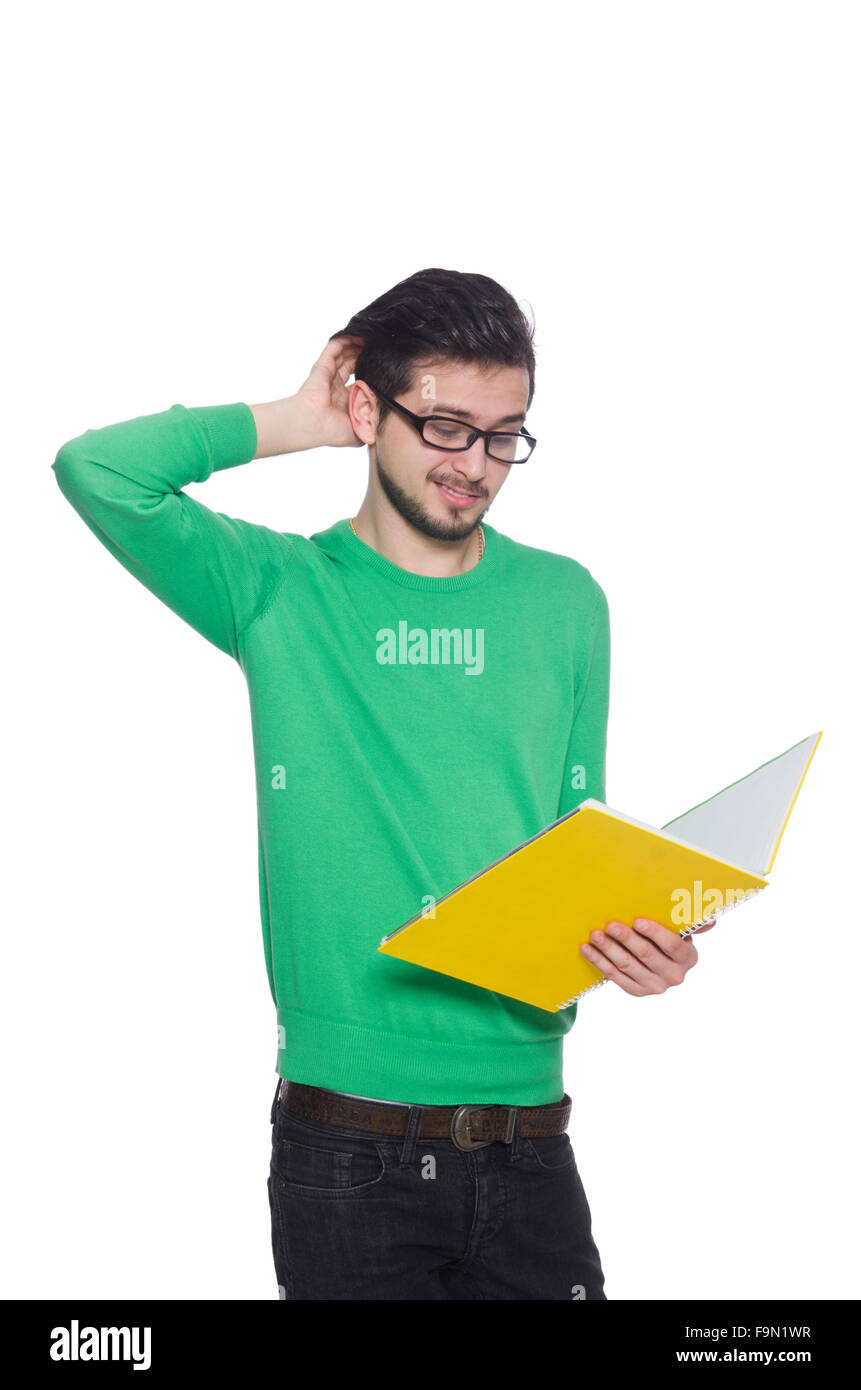 Student with books isolated on white Stock Photo - Alamy