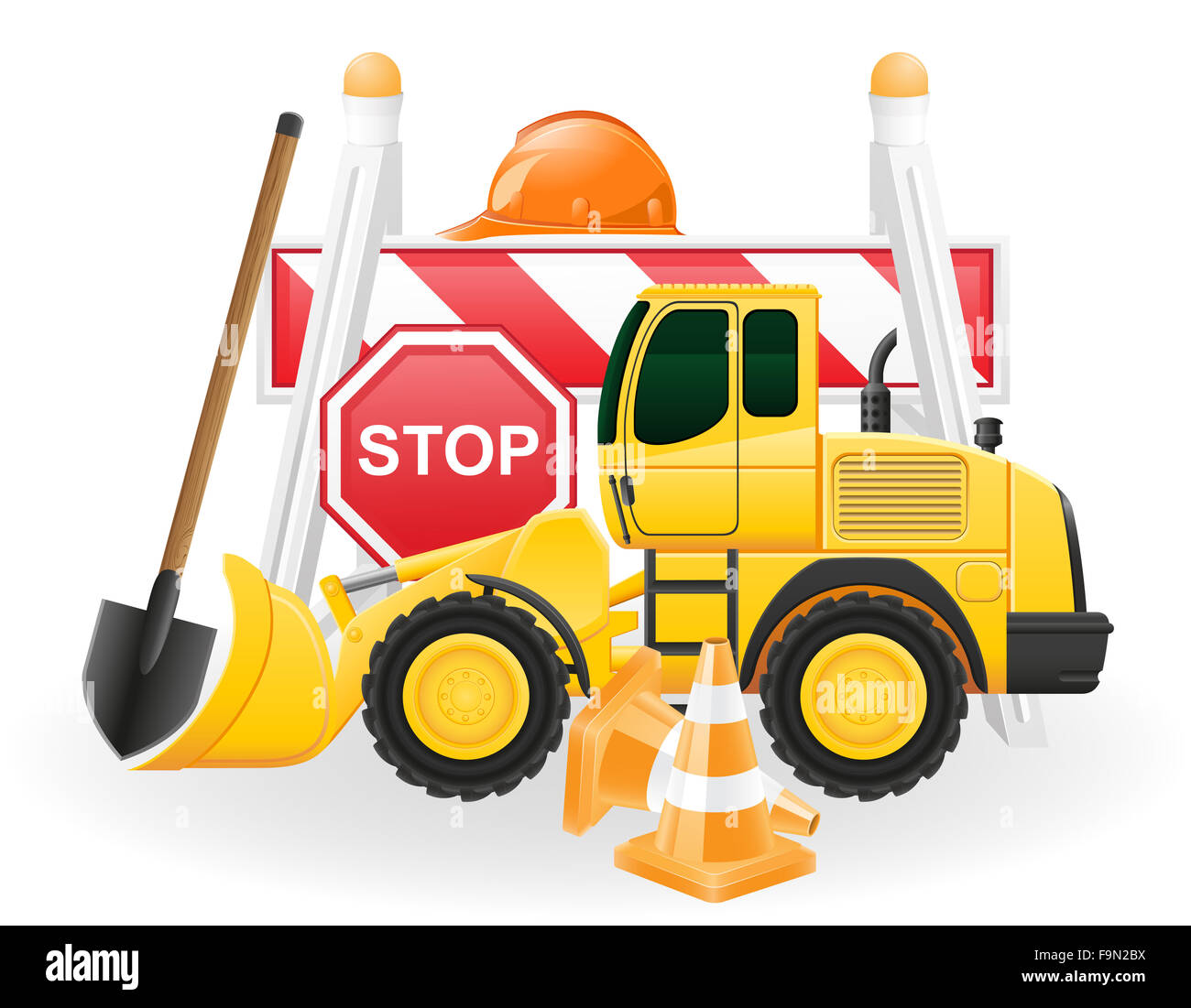 road works concept icons illustration isolated on white background ...