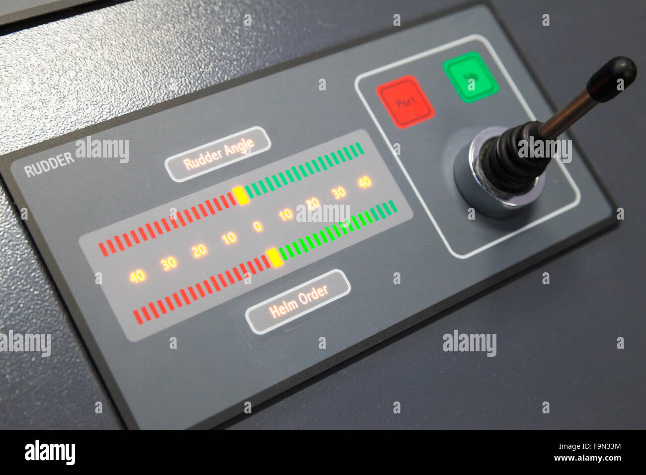 Fragment of modern tug ship control panel on the captain bridge ...
