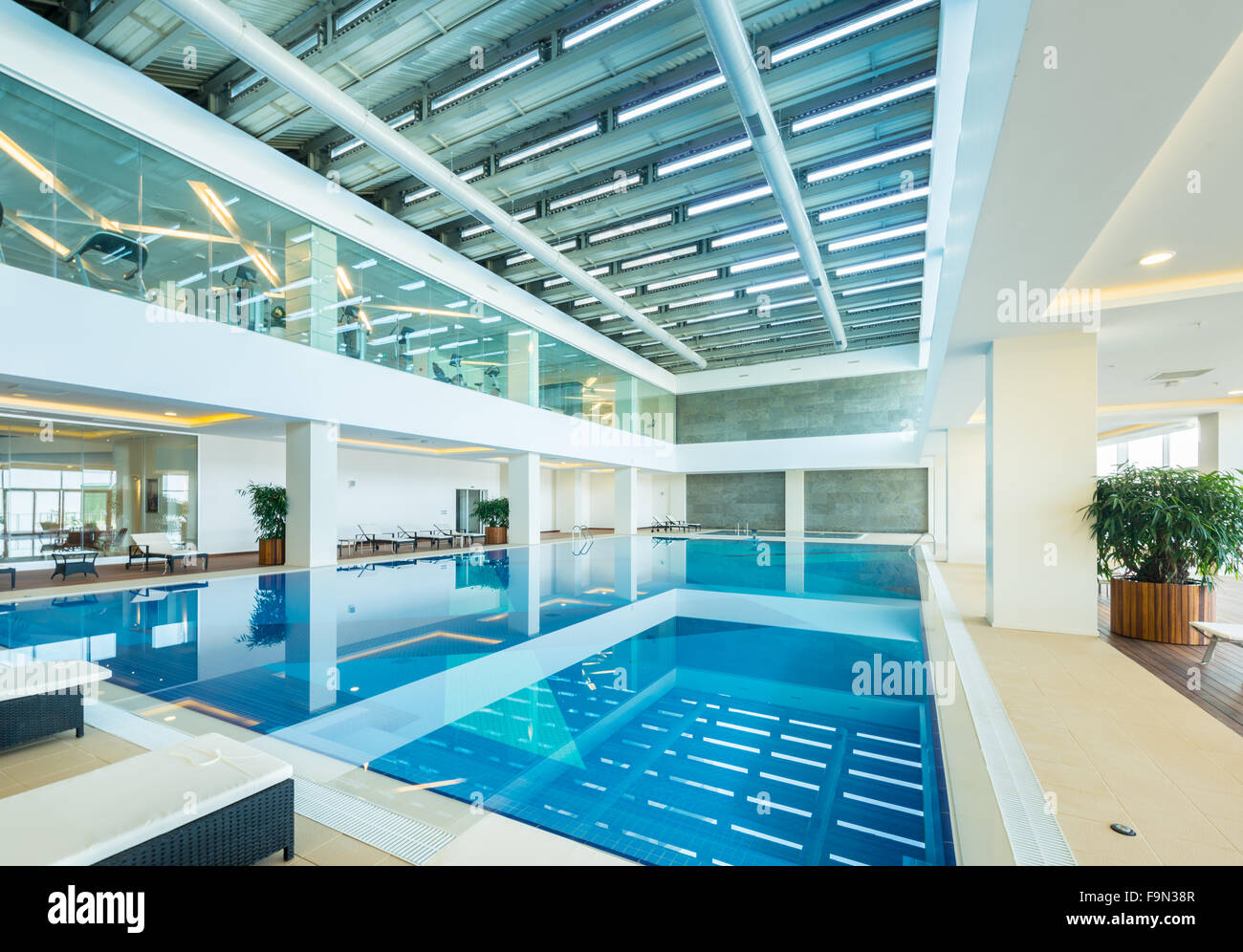 Indoor swimming pool in healthy concept Stock Photo - Alamy