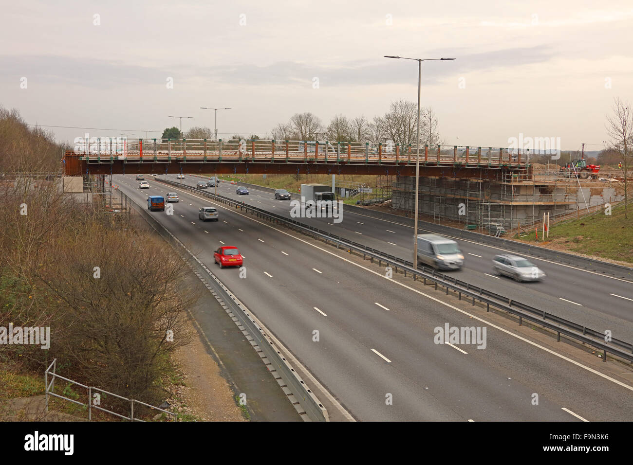 A new bridge over the M4 motorway under construction have had the steel ...