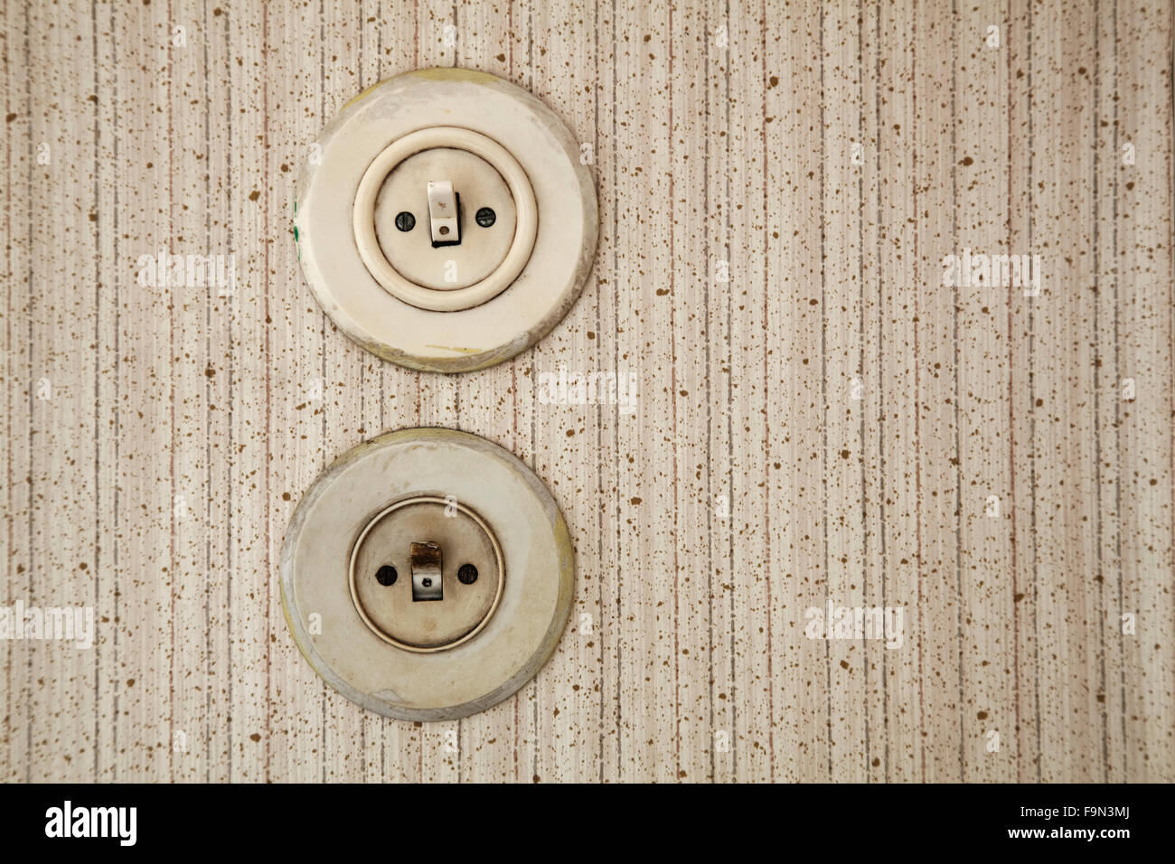Vintage light switches Stock Photo - Alamy