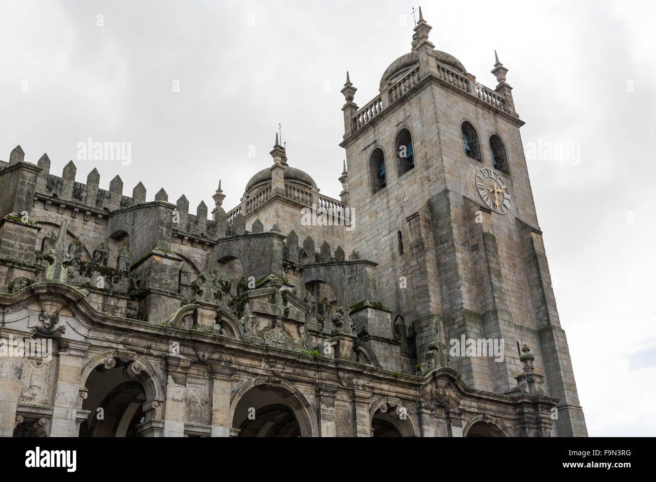 Panoramic view of the Porto Cathedral (Se Porto) - Portugal Stock Photo ...
