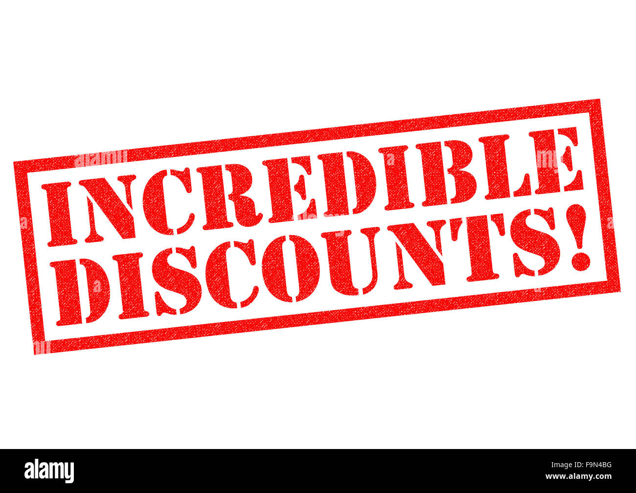 INCREDIBLE DISCOUNTS! red Rubber Stamp over a white background Stock ...